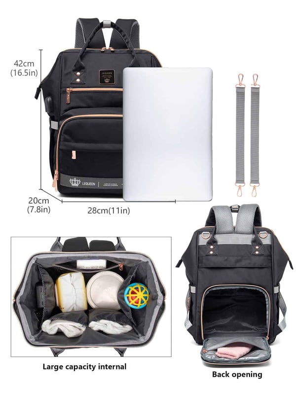 Baby Essentials Lequeen Diaper Backpack Waterproof Mom Bag