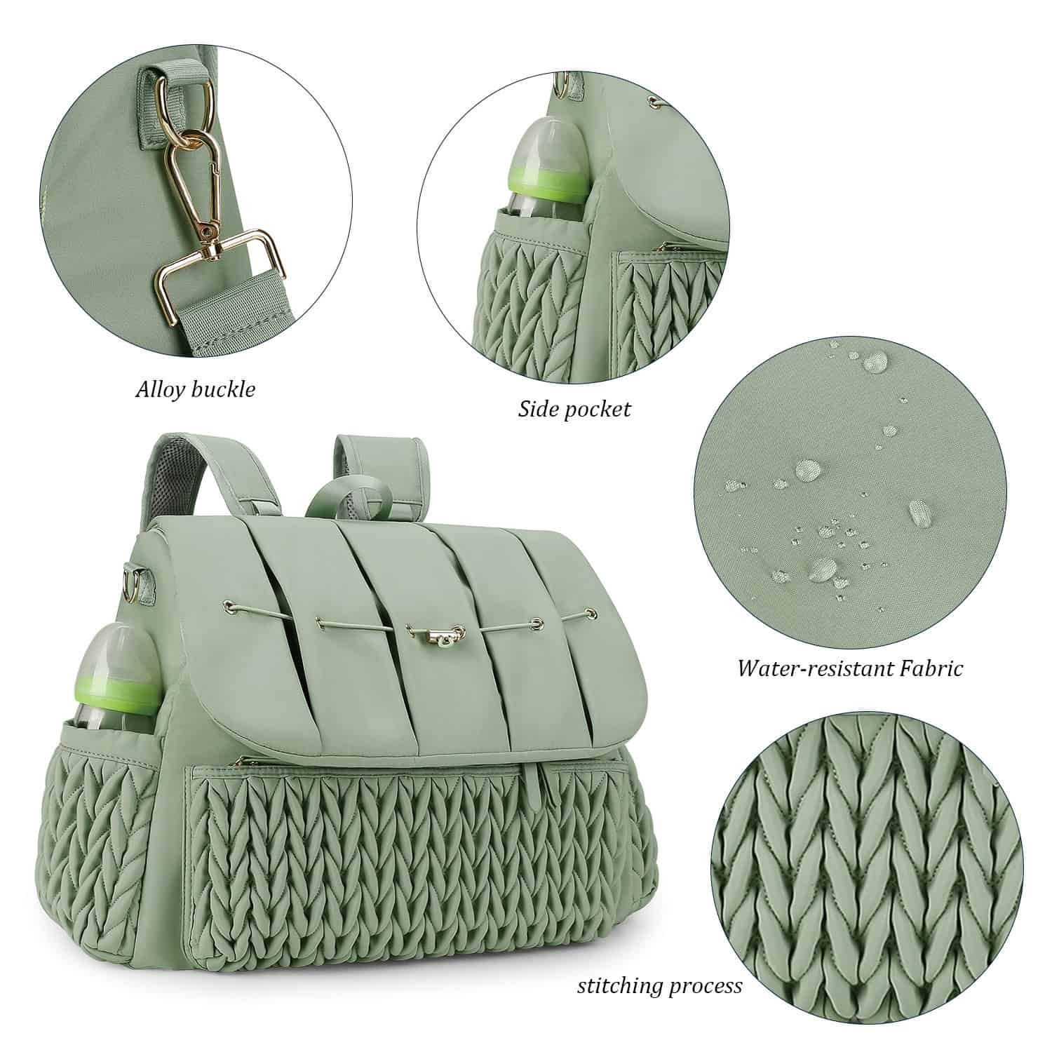 Macaron Quilted Diaper Backpack Stylish & Versatile Mom Bag