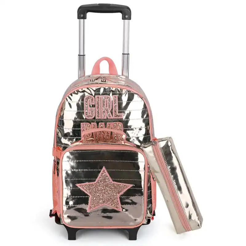 Detachable Trolley Schoolbag 3PCS PU Student Backpack