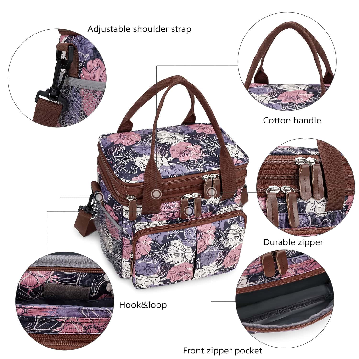 Double-Layer Lunch Bag New Print Multifunctional Cooler Bag